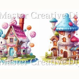 35 Fairy Candy House Coloring Pages for Adults,grayscale Coloring Book ...