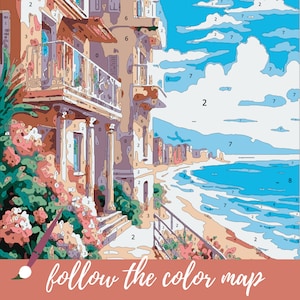 Color by Number for Adult, Paint by Number Printable,beauty Sea House ...