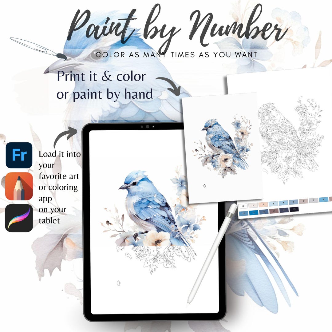 Color by Number for Adult, Paint by Number Printable,beautiful Bird ...