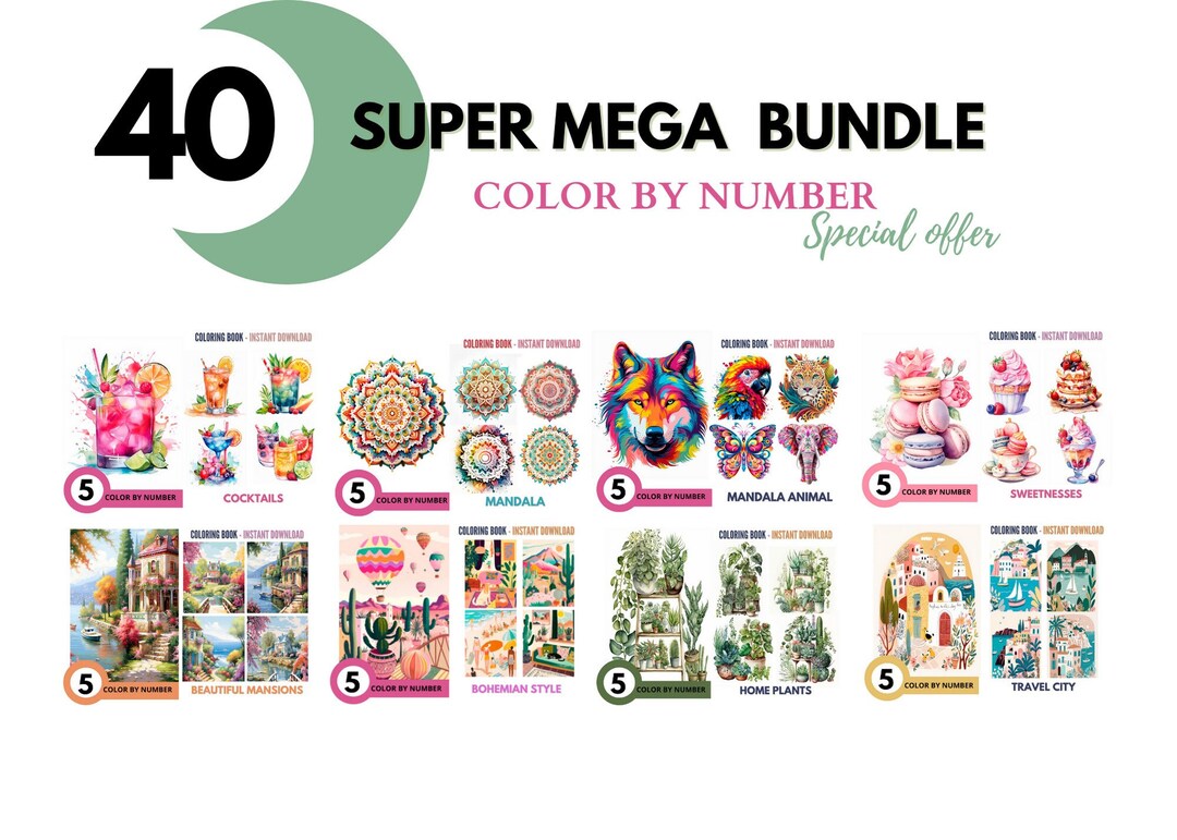Bundle 40 Color by Number for Adult Paint by Number - Etsy