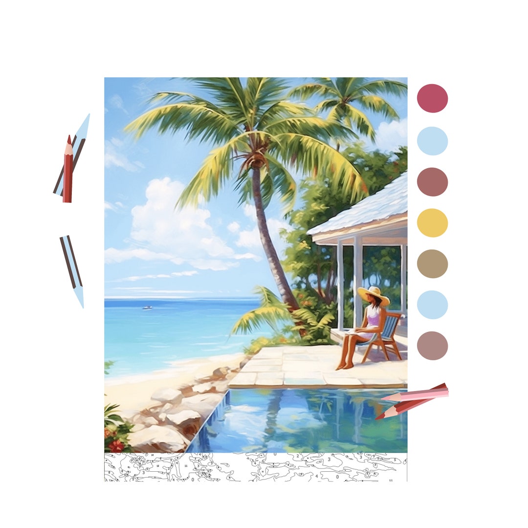 Color by Number for Adult, Paint by Number Printable, Dream Holidays ...