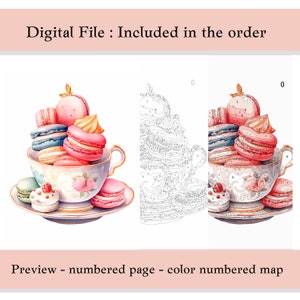 Color by Number for Adult,paint by Number Printable, Macarons, Coloring ...