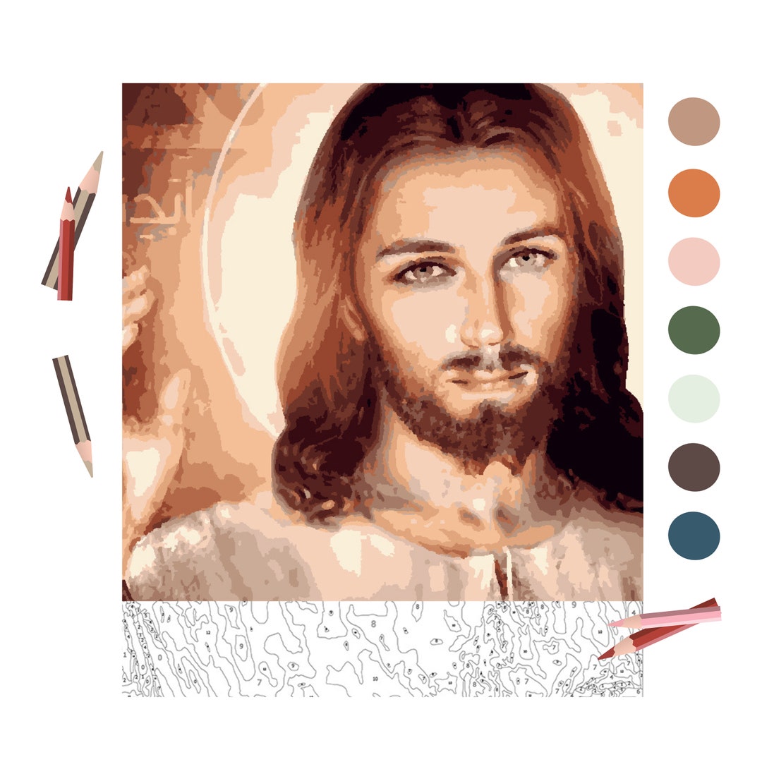 Paint by Number Printable,color by Number Adult, Jesus Christ for Pray ...
