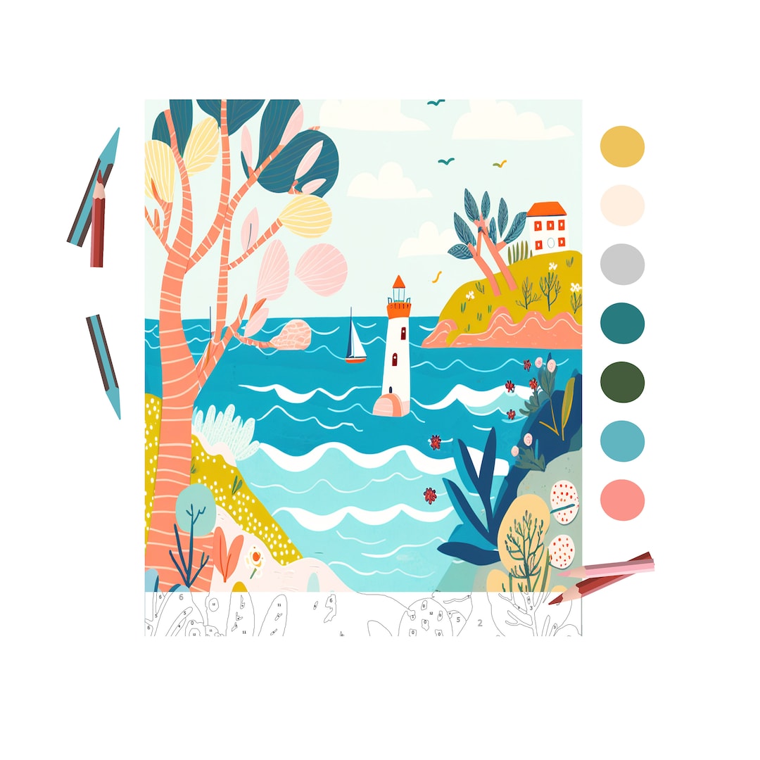 Color by Number for Adult,paint by Number Printable,sea Landscape ...