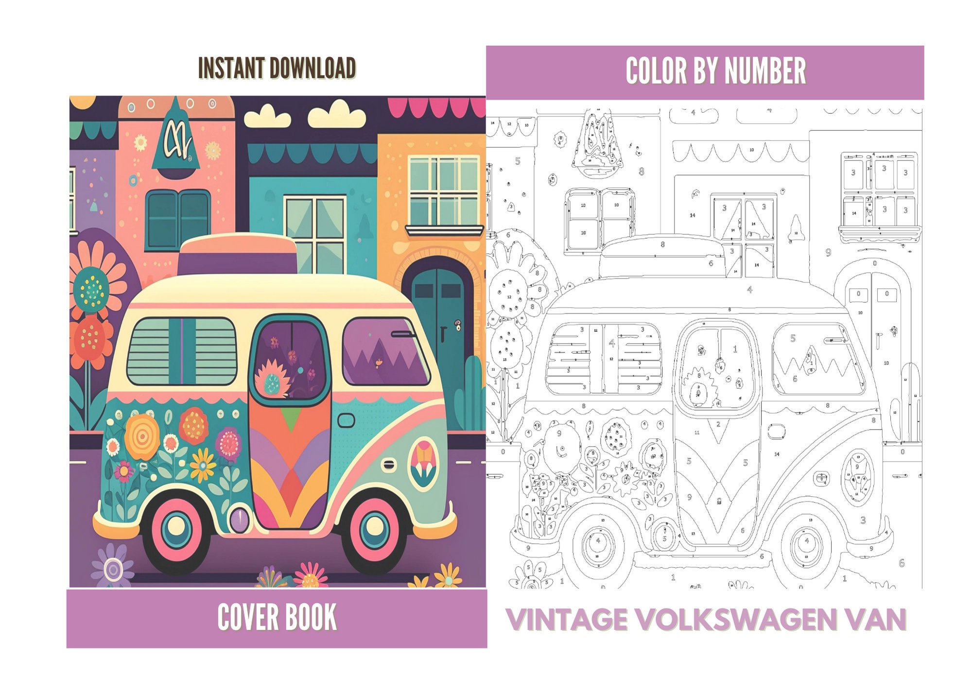 Color by Number for Adult,paint by Number Printable,5 Bohemian Style ...