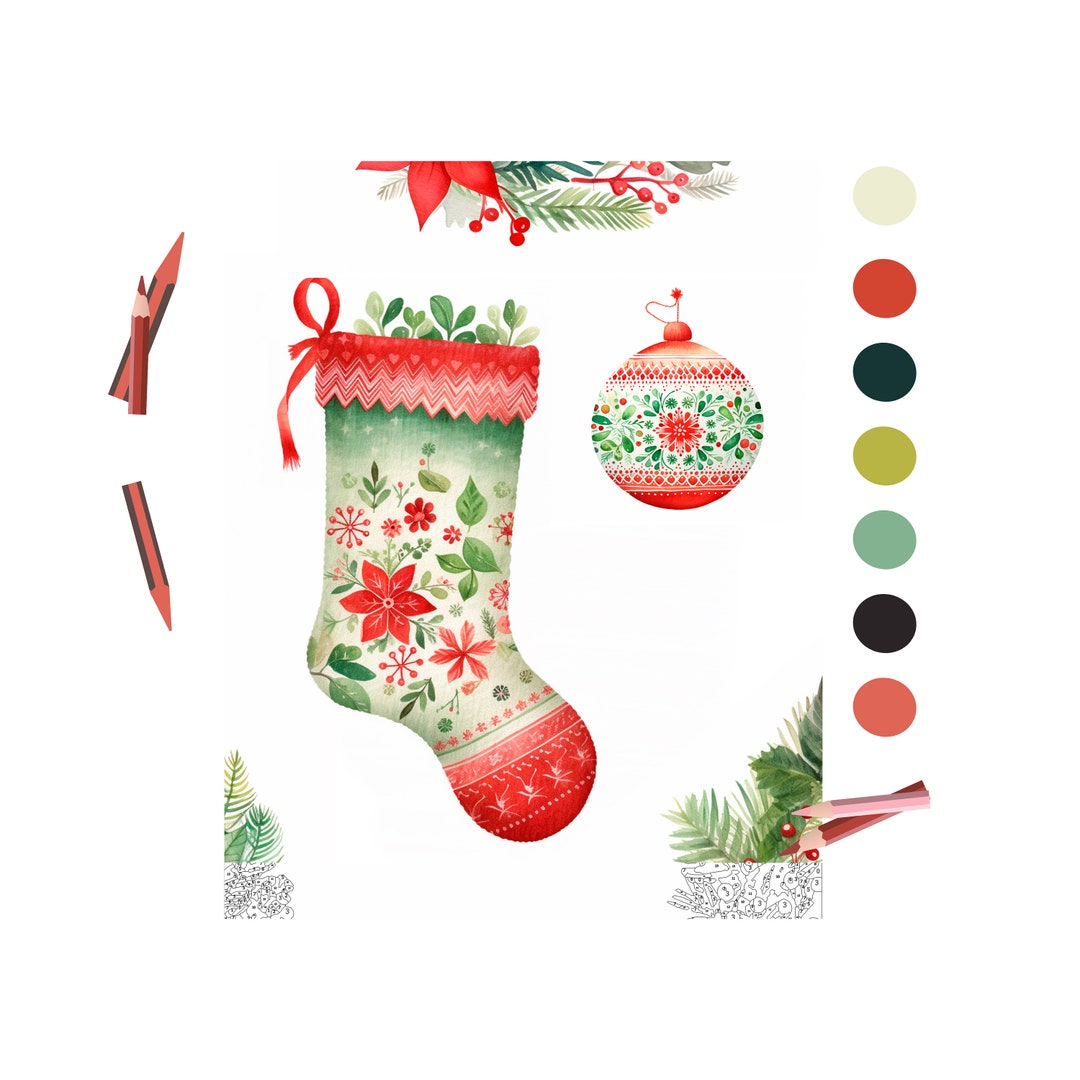 Color by Number for Adult, Paint by Number Printable,christmas Stocking ...