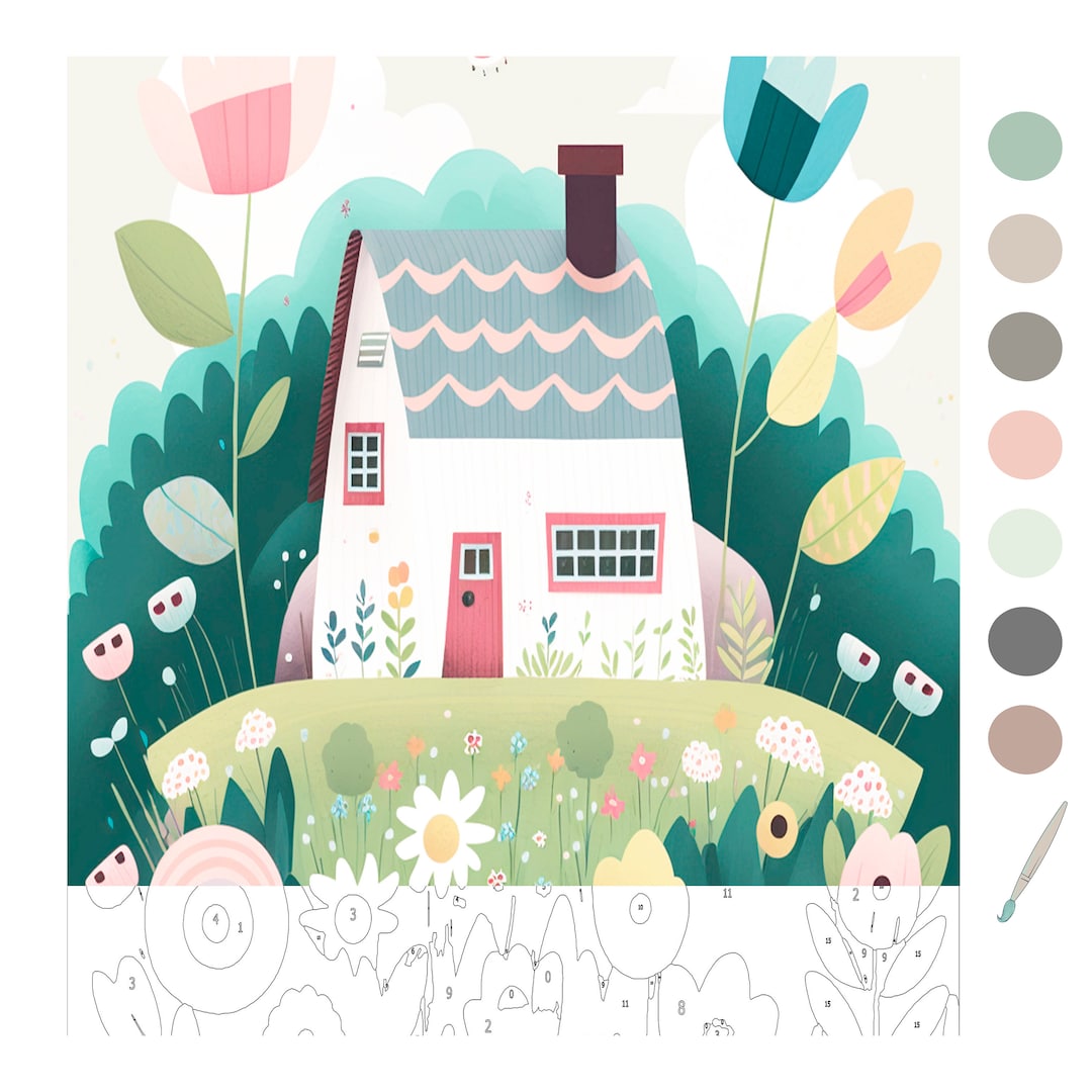 Color by Number Printable,paint by Number Adult,cottage Spring,jo ...