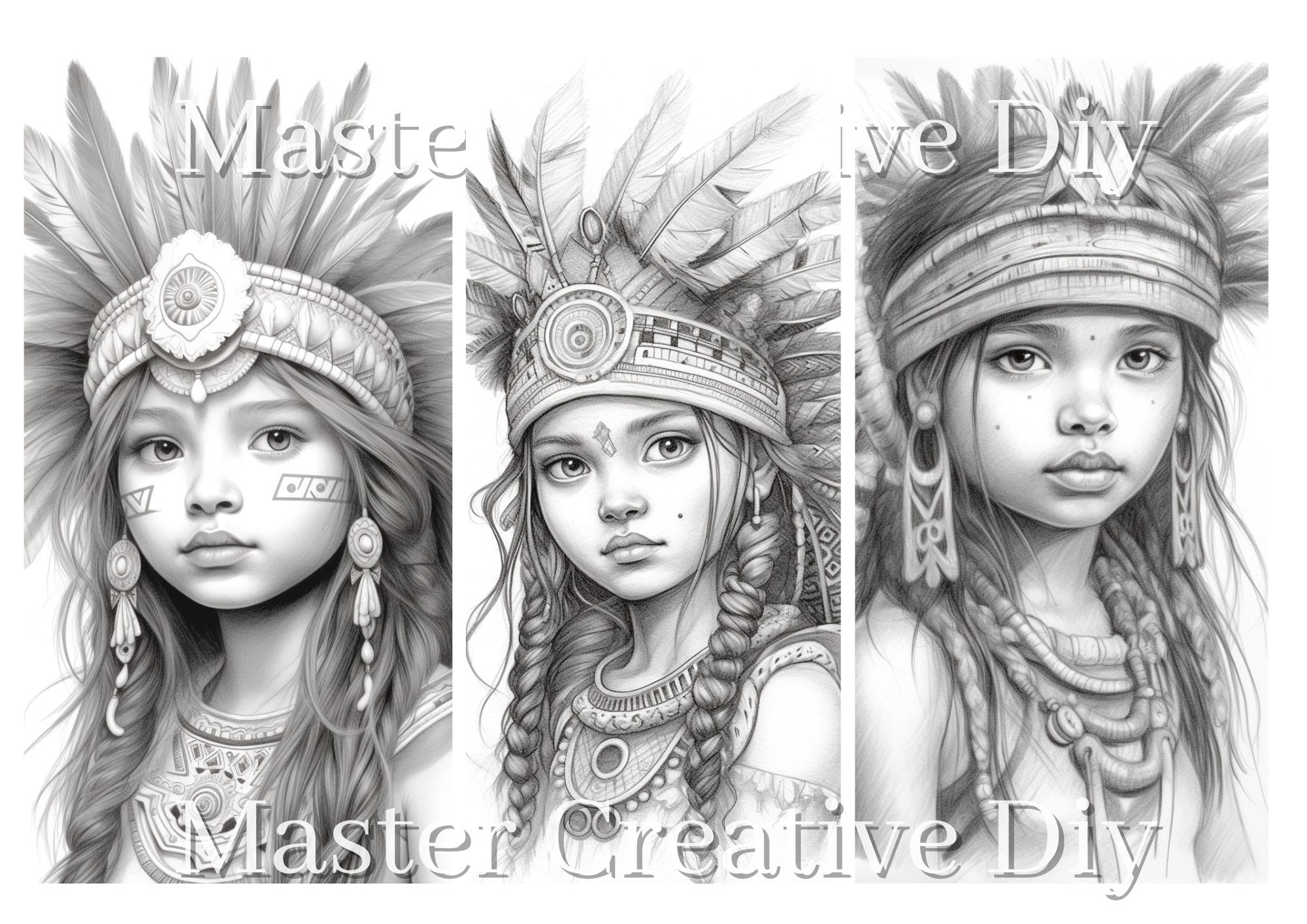 35 Beautiful Aztec Girl Coloring Book - Adults Coloring Pages, Instant ...