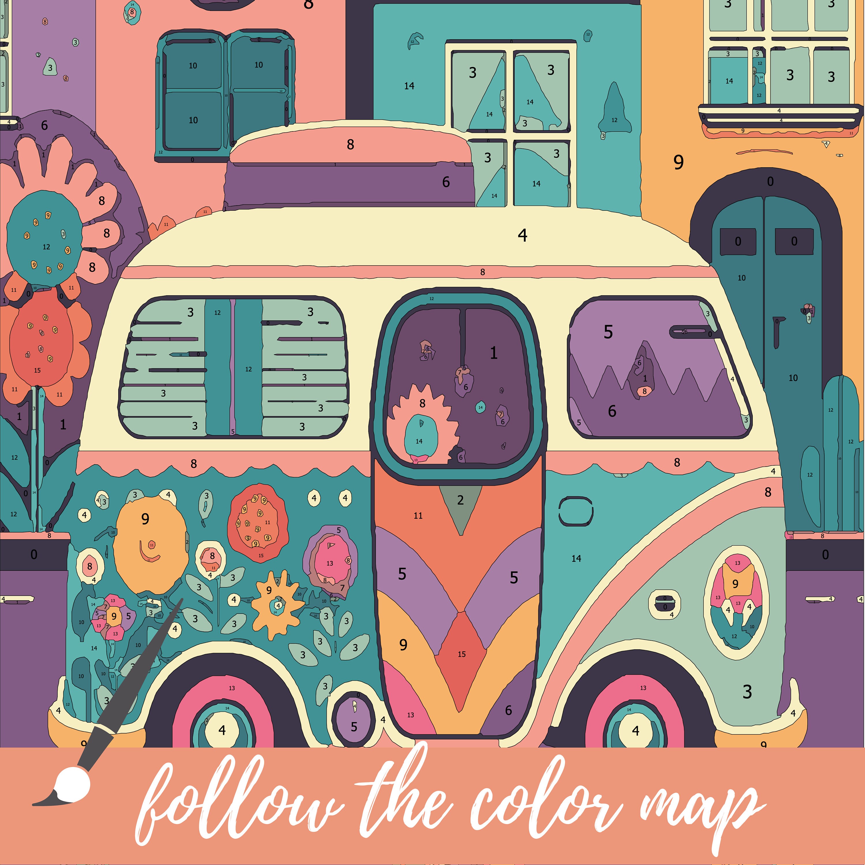 Color by Number for Adult, Paint by Number Printable, Vintage Car ...