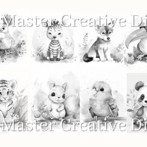 35 Cute Baby Animal Coloring Pages for Adults,grayscale Coloring Book ...