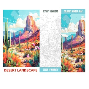 Color by Number for Adult, Paint by Number Printable, Desert Landscape ...