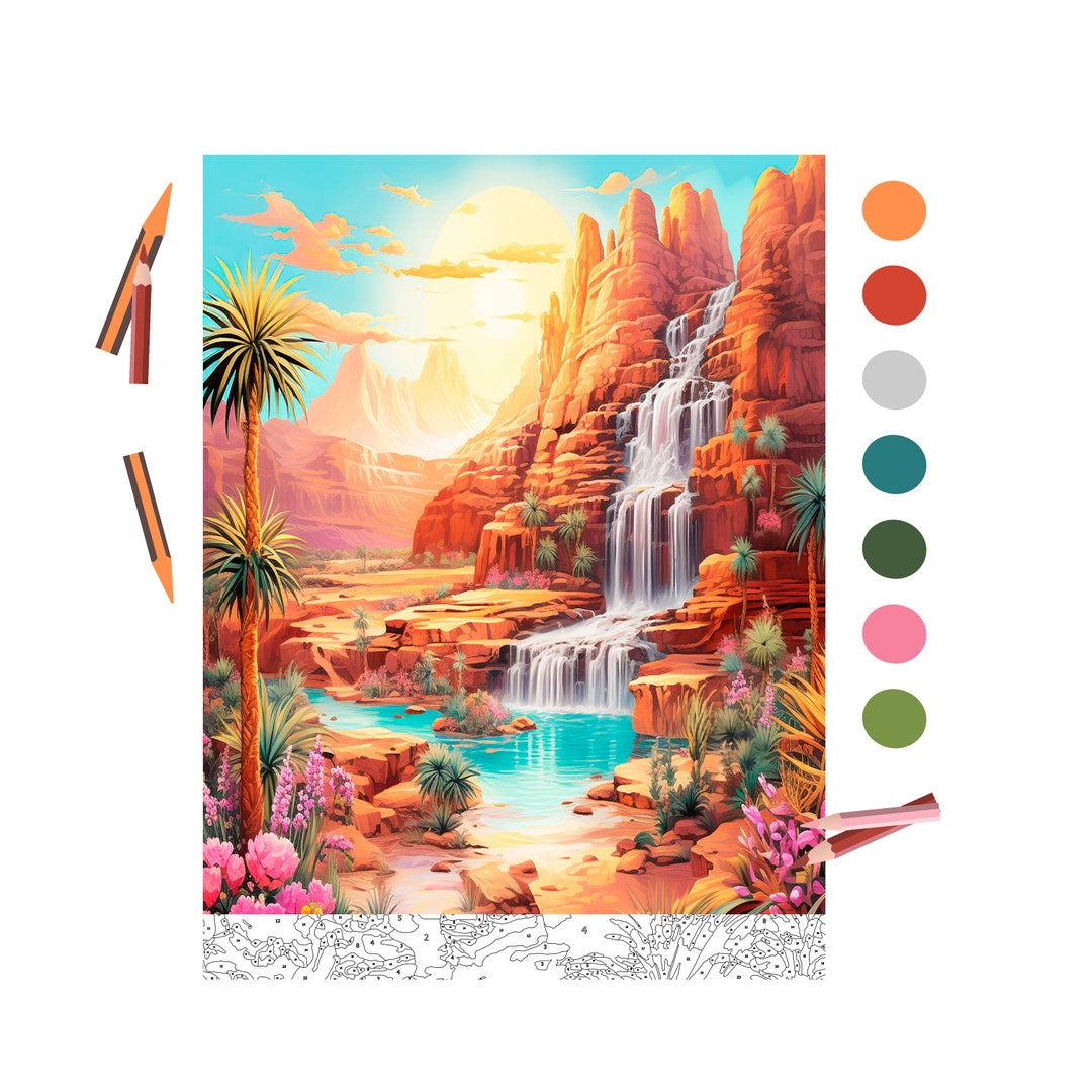 Color by Number for Adult, Paint by Number Printable, Desert Landscape ...