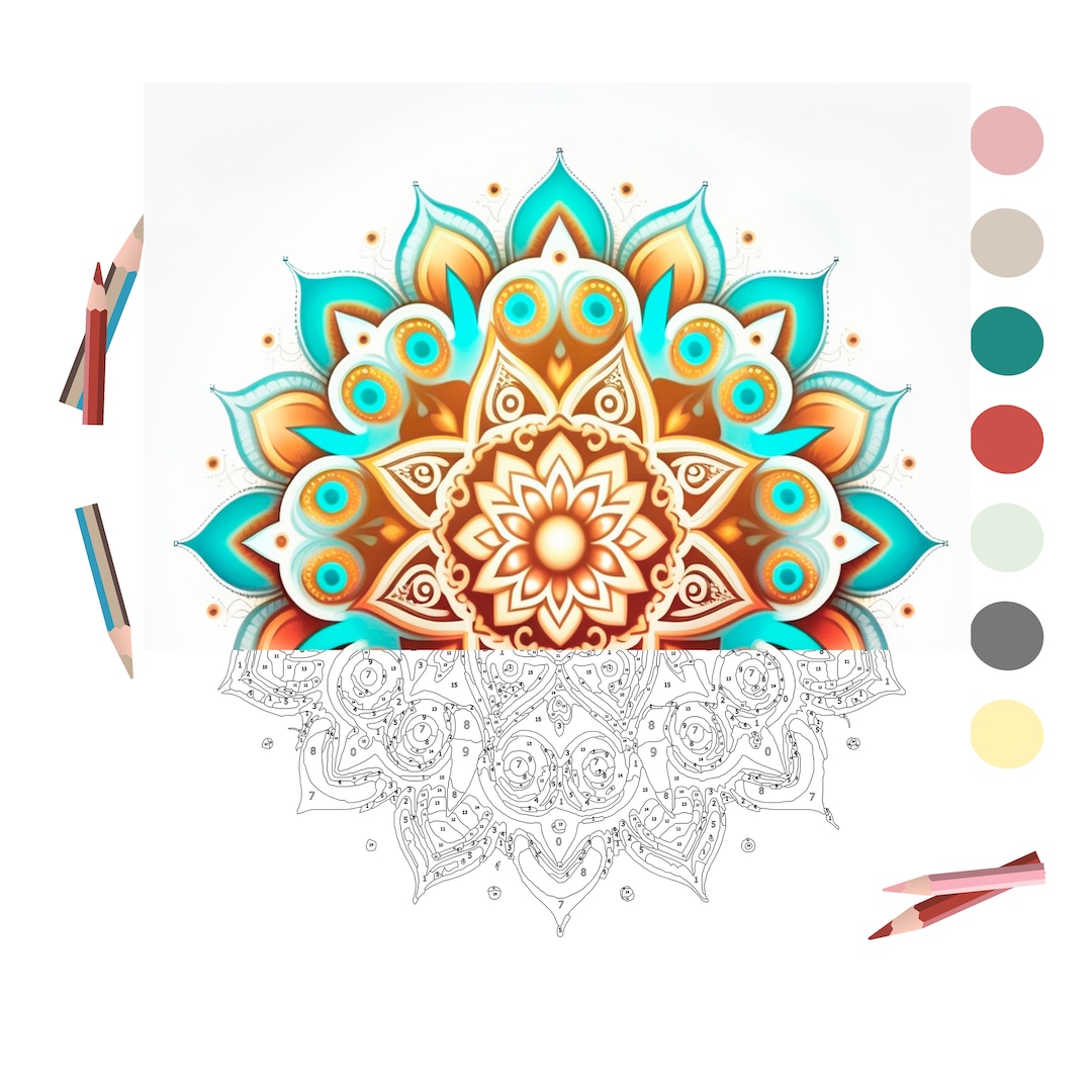 Color by Number for Adult, Mandala, Paint by Number Printable,by Jo ...