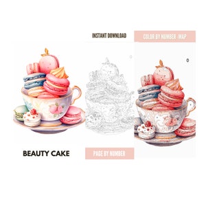 Color by Number for Adult,paint by Number Printable, Macarons, Coloring ...