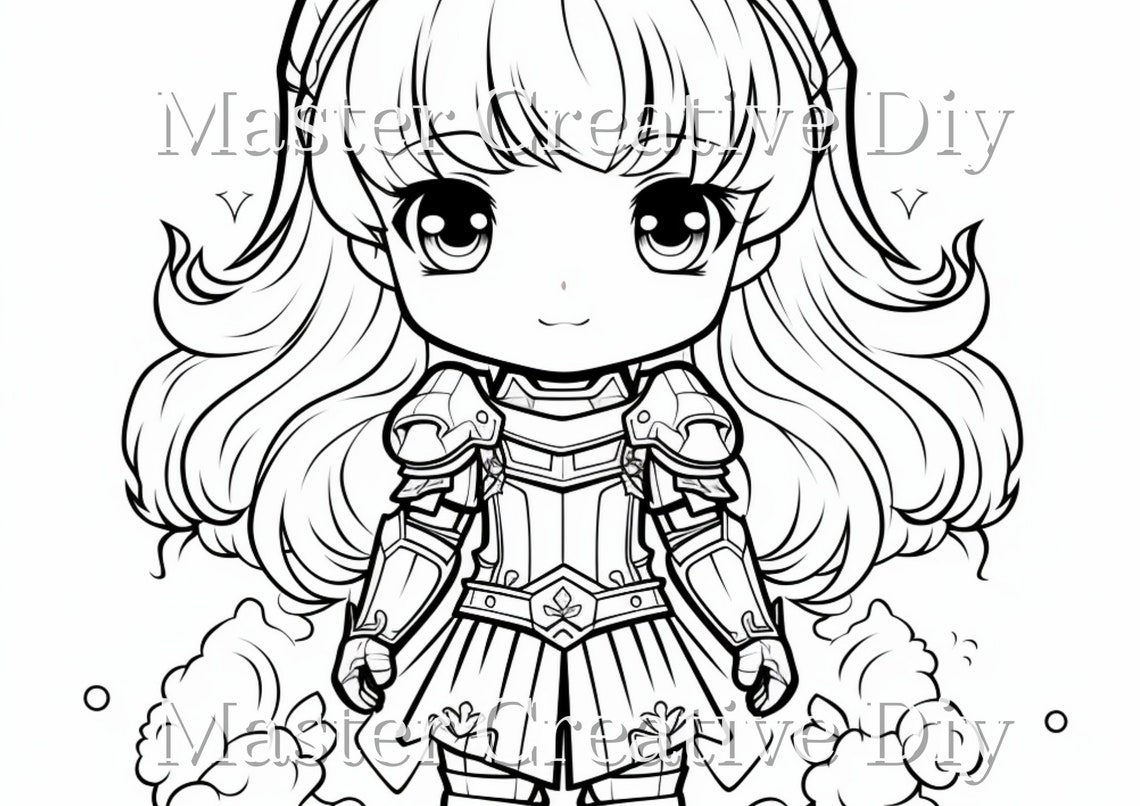 30 Kawaii Girl Warrior Coloring Book Printable Coloring Page - Etsy