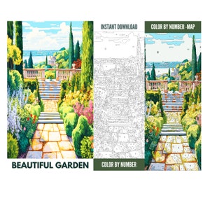Color by Number for Adult, Paint by Number Printable, Beautiful Garden ...