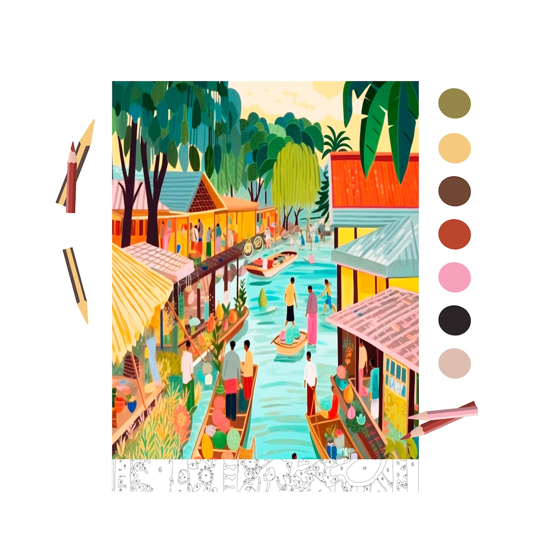 Color by Number for Adult,paint by Number Printable,travel City in ...