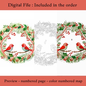 Color by Number for Adult, Paint by Number Printable, Christmas Wreath ...