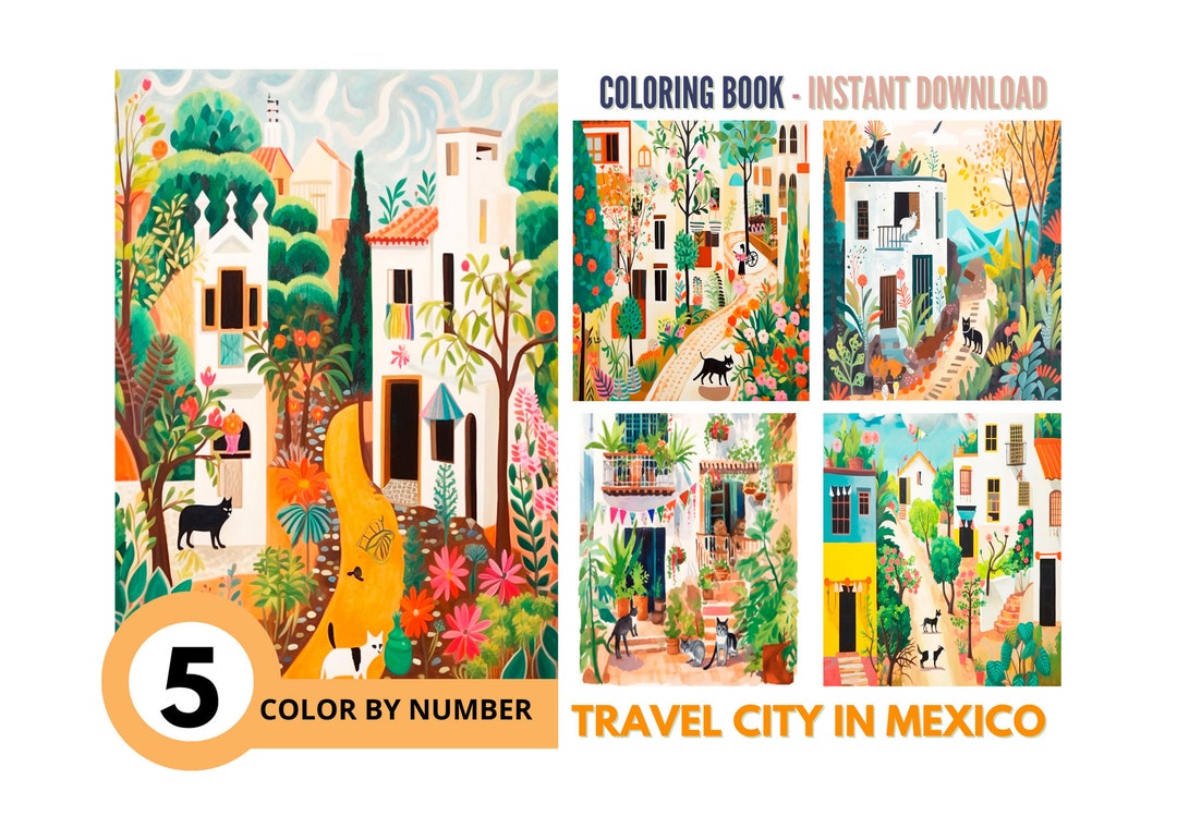 Bundle 5 Travel City, Color by Number for Adult, Paint by Number ...