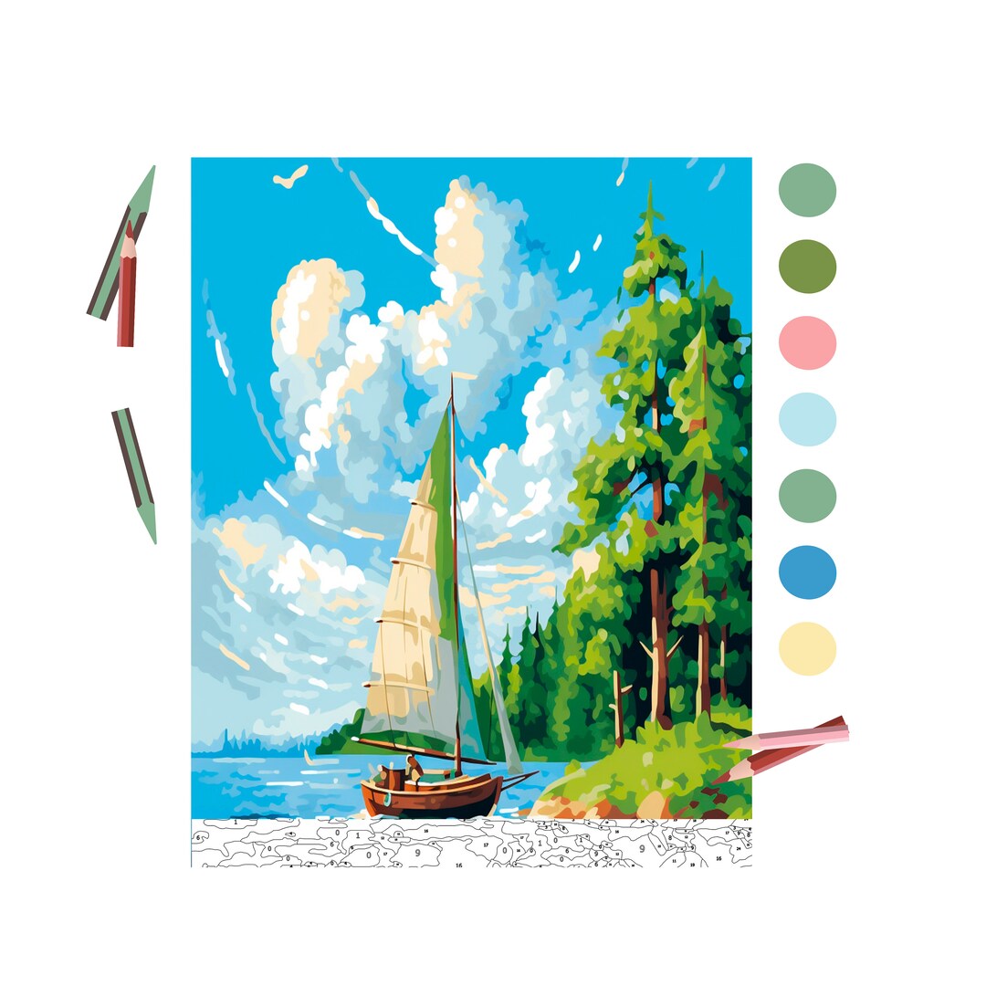 Sea Landscape Color by Number for Adult ,paint by Number for Procreate ...