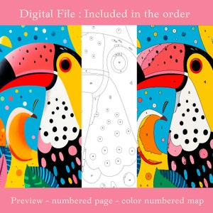 Color by Number for Adult, Paint by Number Printable,colorful Toucan ...
