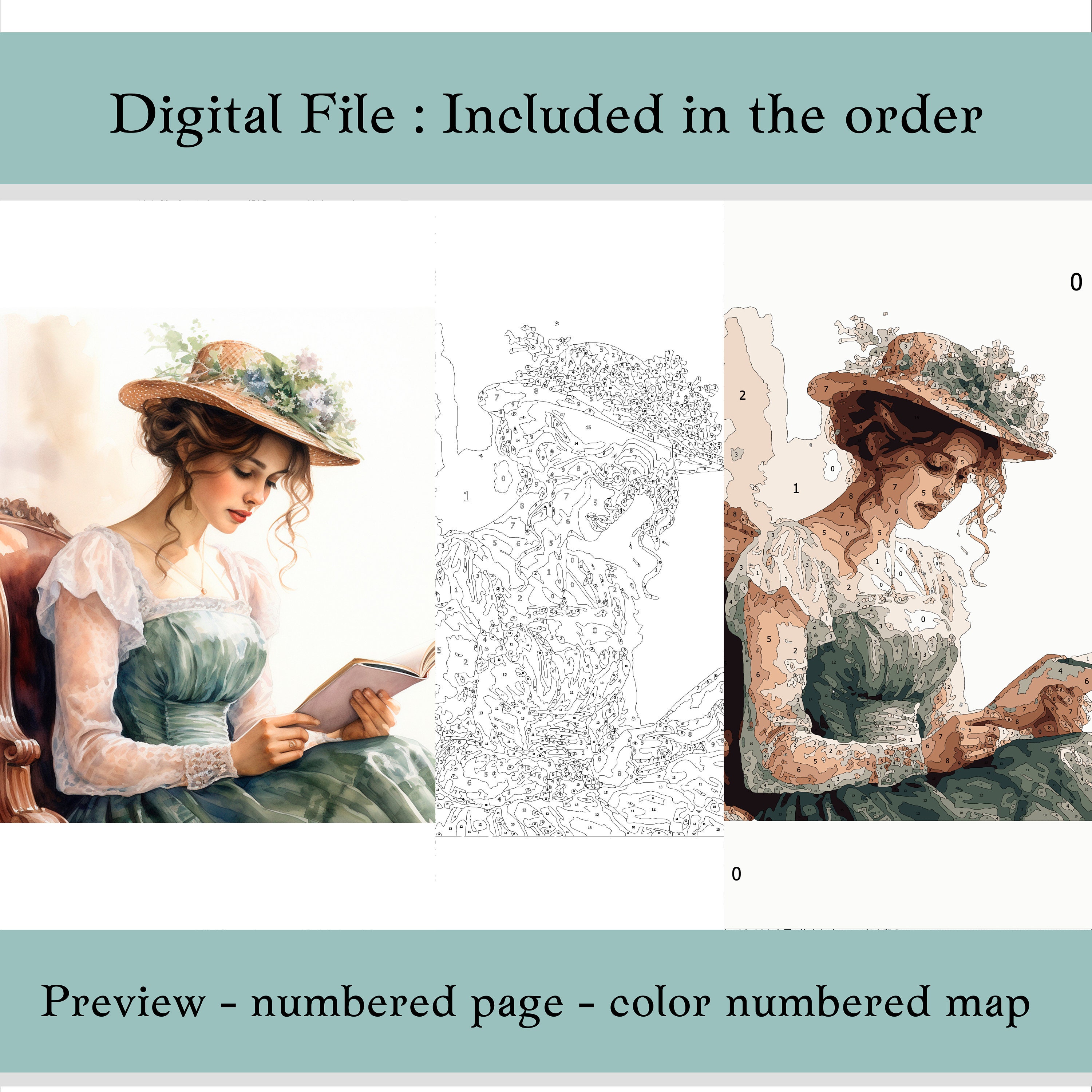 Bundle 5 Reading Woman,color by Number for Adult,paint by Number ...