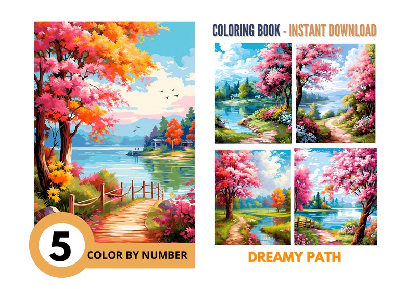 Bundle 40 Color by Number for Adult, Paint by Number Printable ...