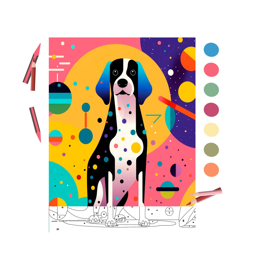 Color by Number for Adult, Paint by Number Printable,colorful Dog ...