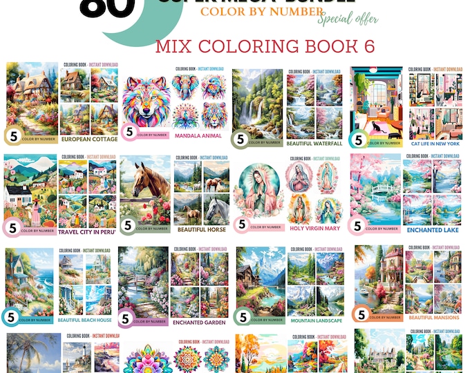 Color by Number for Adult,paint by Number Printable,5 Sea Landscape ...