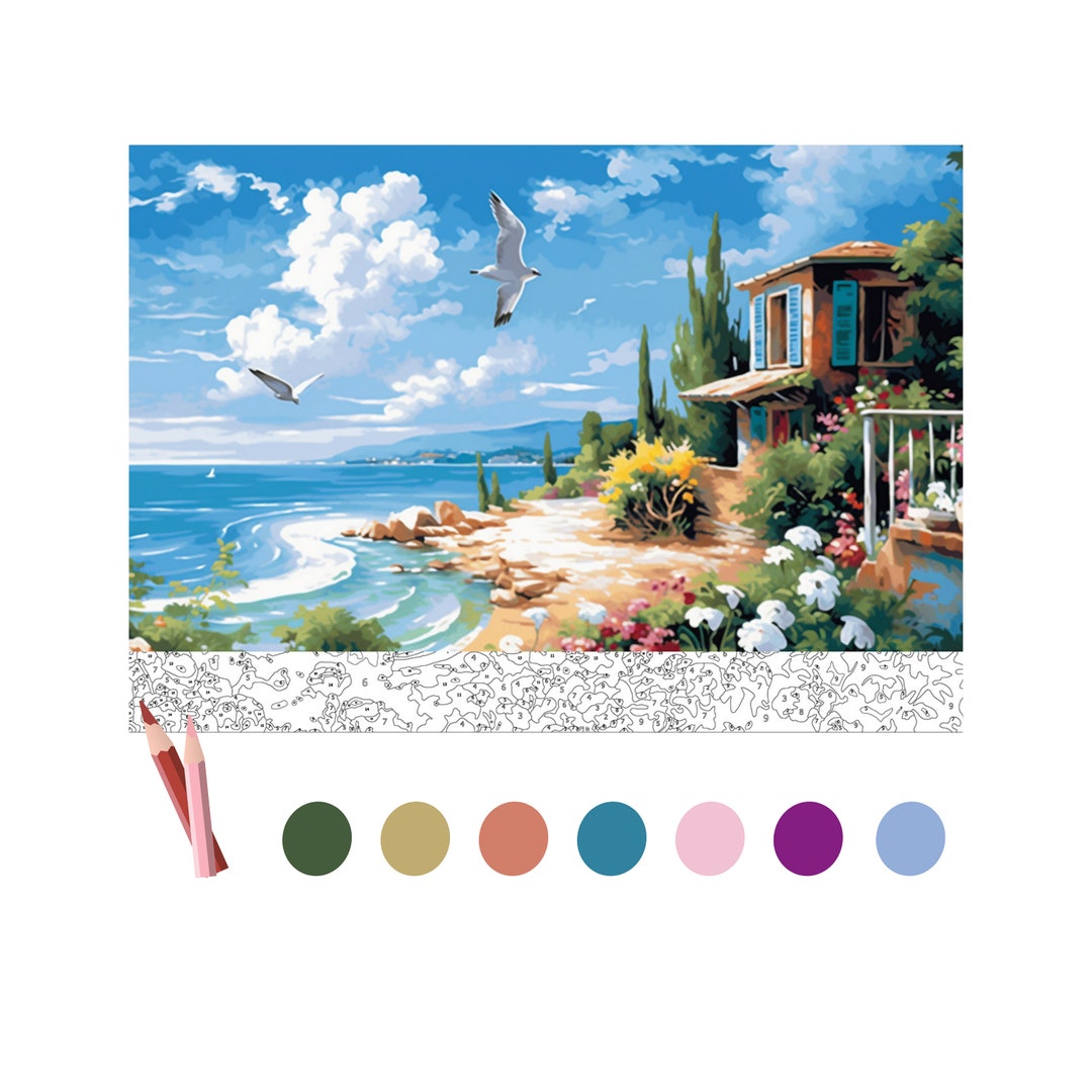 Color by Number for Adult, Paint by Number Printable, Sea Landscape ...