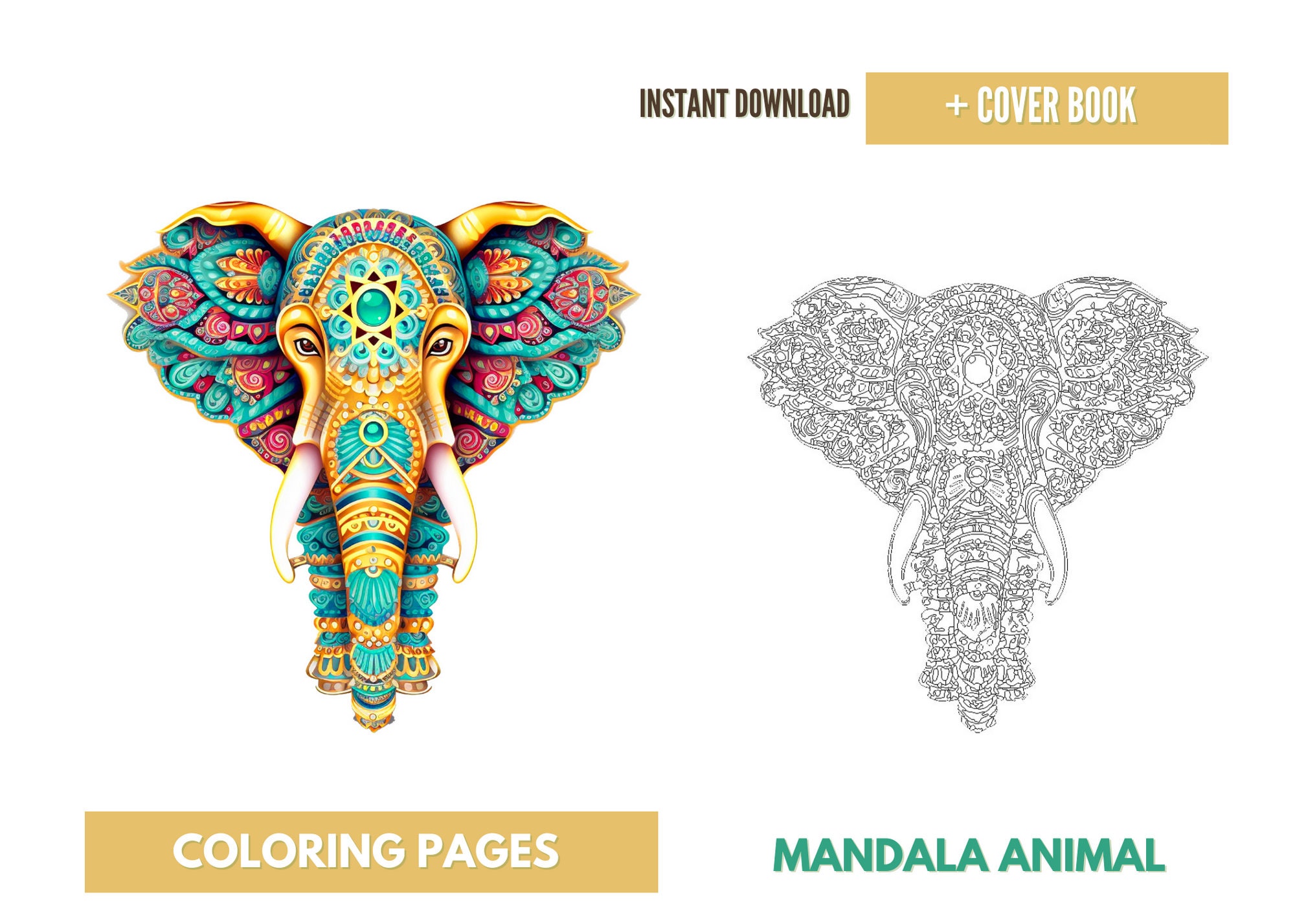 5 Coloring Pages for Adult digital Coloring Book Kids - Etsy
