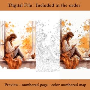 Color by Number for Adult, Paint by Number Printable, Fall Woman ...