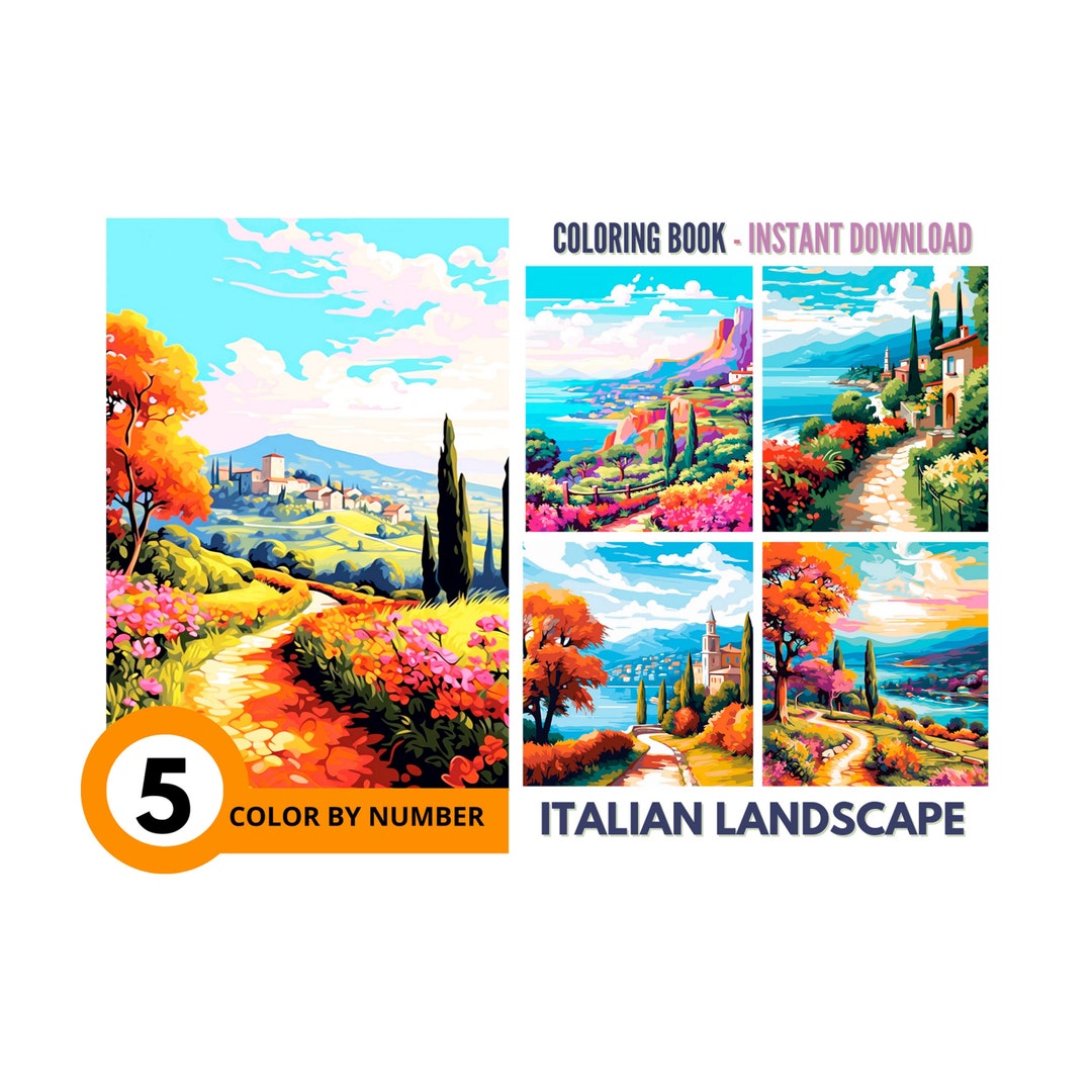 5 Italian Landscape Color by Number for Adult, Paint by Number ...