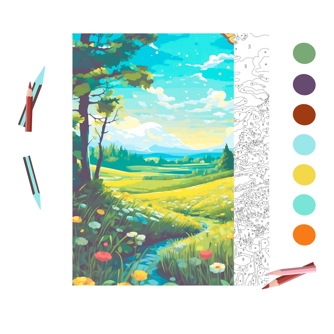 Color by Number for Adult, Paint by Number Printable, Beauty Landscape ...