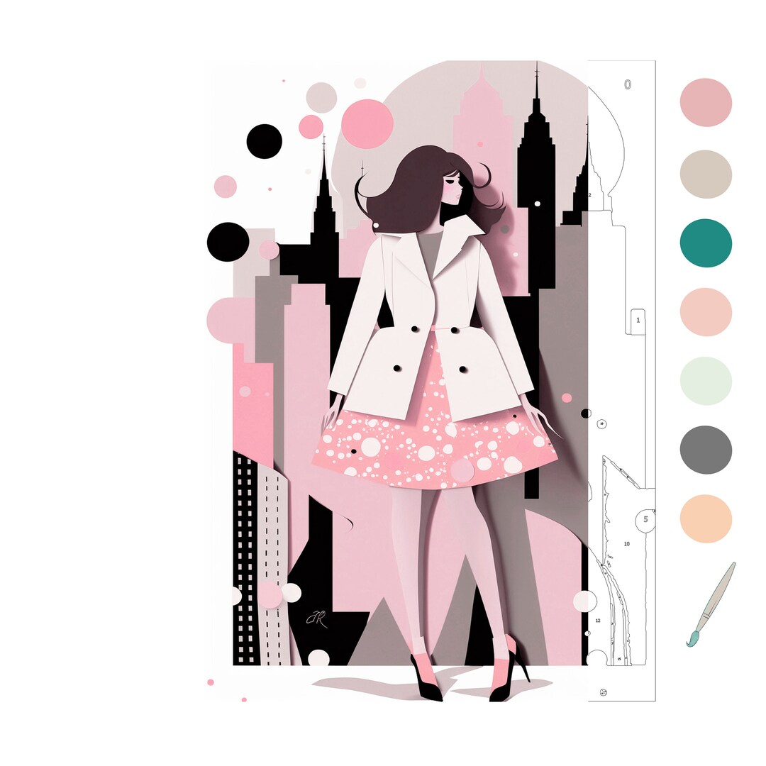 Color by Number Printable, Paint by Number DIY, Modern Abstract Woman ...