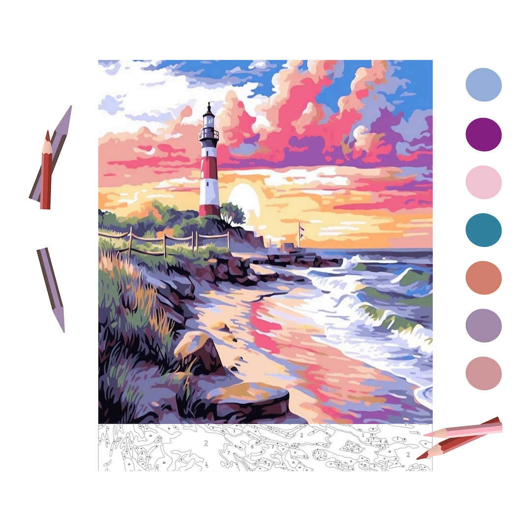 Color by Number for Adult, Paint by Number Printable, Sea Landscape ...
