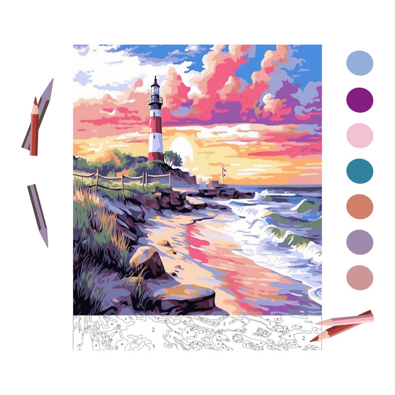 Color by Number for Adult, Paint by Number Printable, Sea Landscape ...