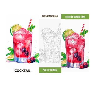 Color by Number for Adult,paint by Number Printable, Cocktails ...