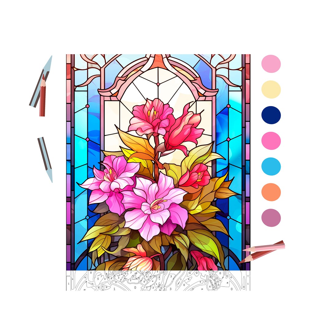 Color by Number for Adult,paint by Number Printable, Stained Glass ...
