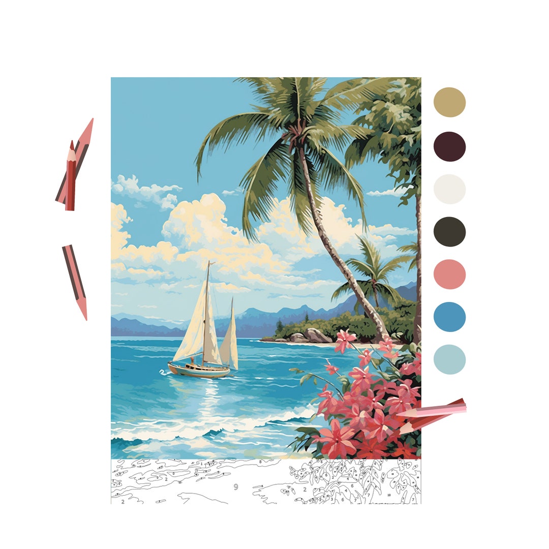 1 Color by Number for Adult, Paint by Number Printable, Dream Sailboat ...
