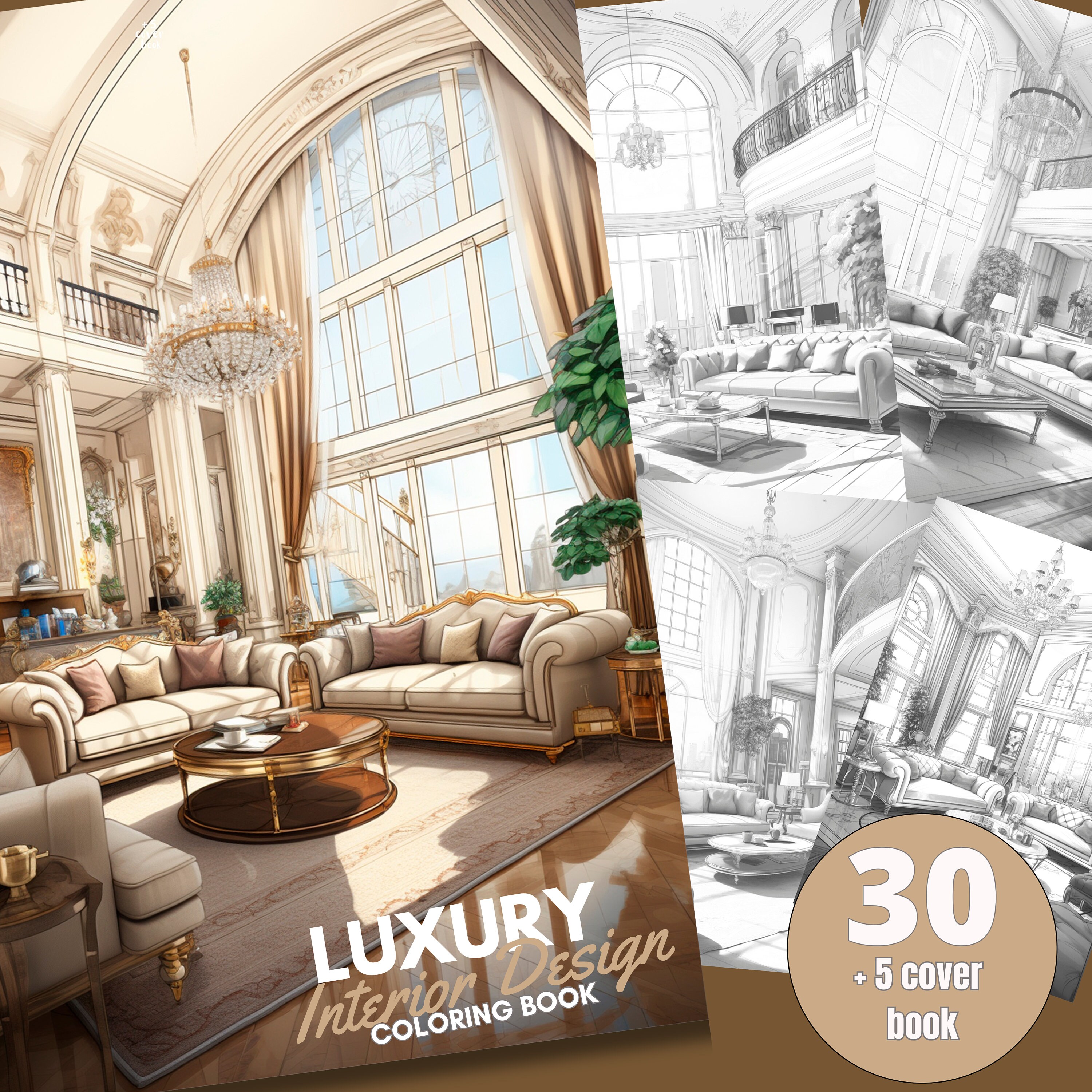 30 Luxury Interior Design 2 Coloring Book Adults Coloring - Etsy