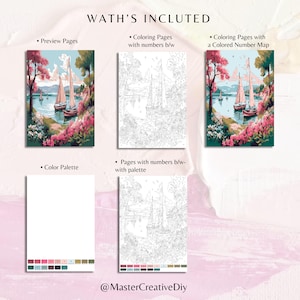 Color by Number for Adult, Paint by Number Printable,5 Sea Sail Boats ...