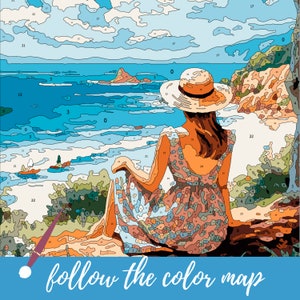 Color by Number for Adult, Woman Landscape, Paint by Number Printable ...
