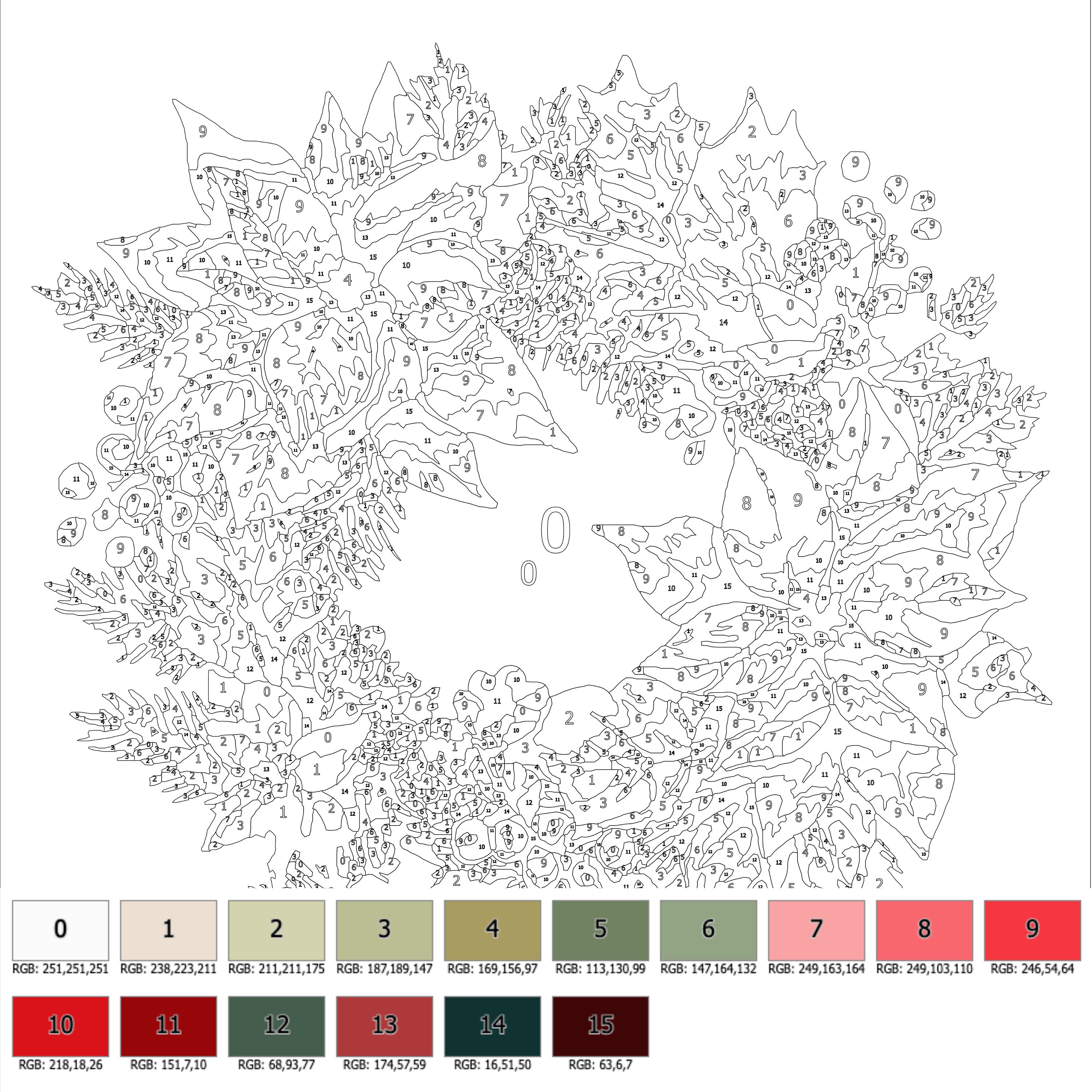 Color by Number for Adult, Paint by Number Printable, Christmas Wreath ...