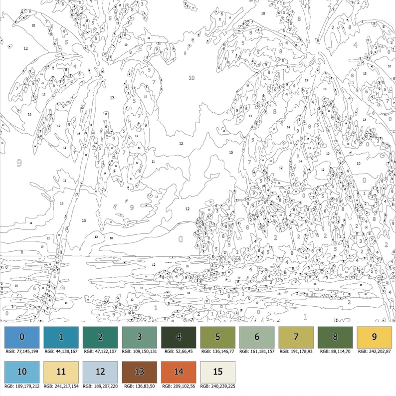 Color by Number for Adult, Paint by Number Printable, Sea Landscape ...