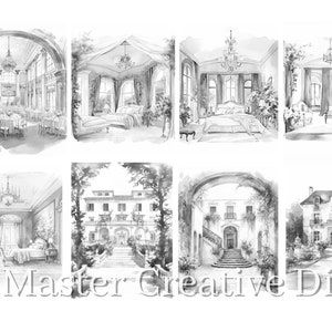 35 French House Coloring Book - Adults Coloring Pages, Instant Download ...