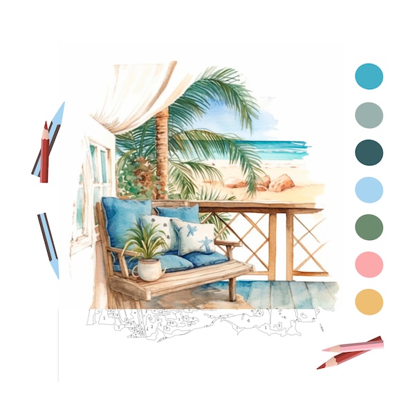 Color by Number Beach - Etsy