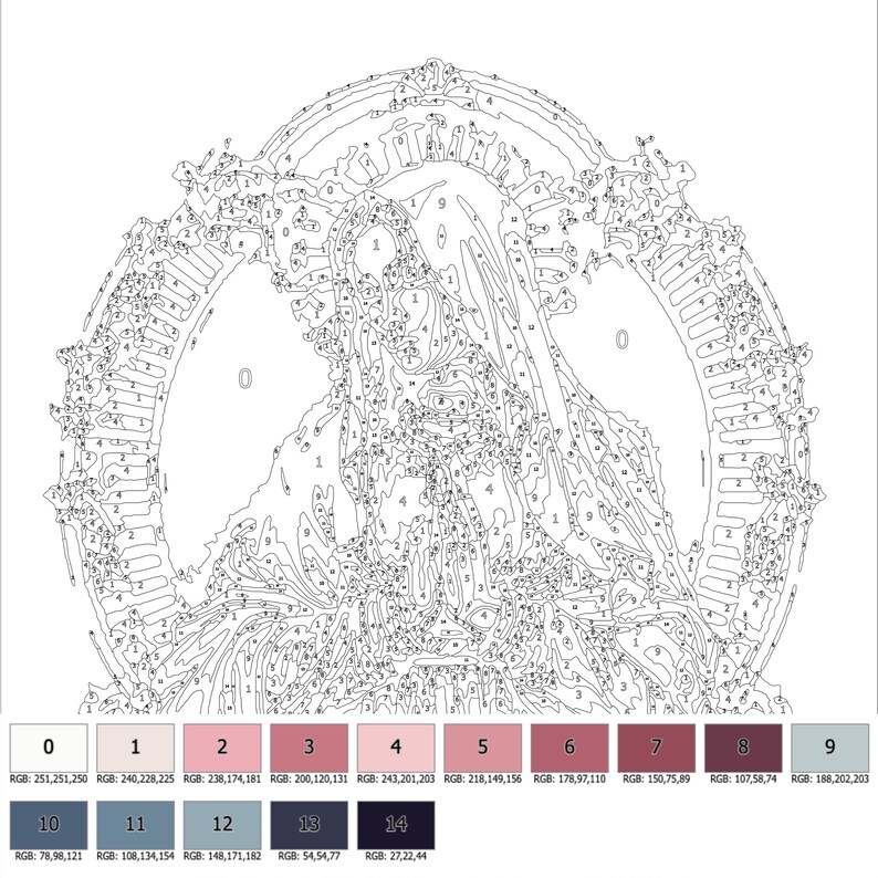 Paint by Number Printable,color by Number Adult,virgin Mary ,our Lady ...