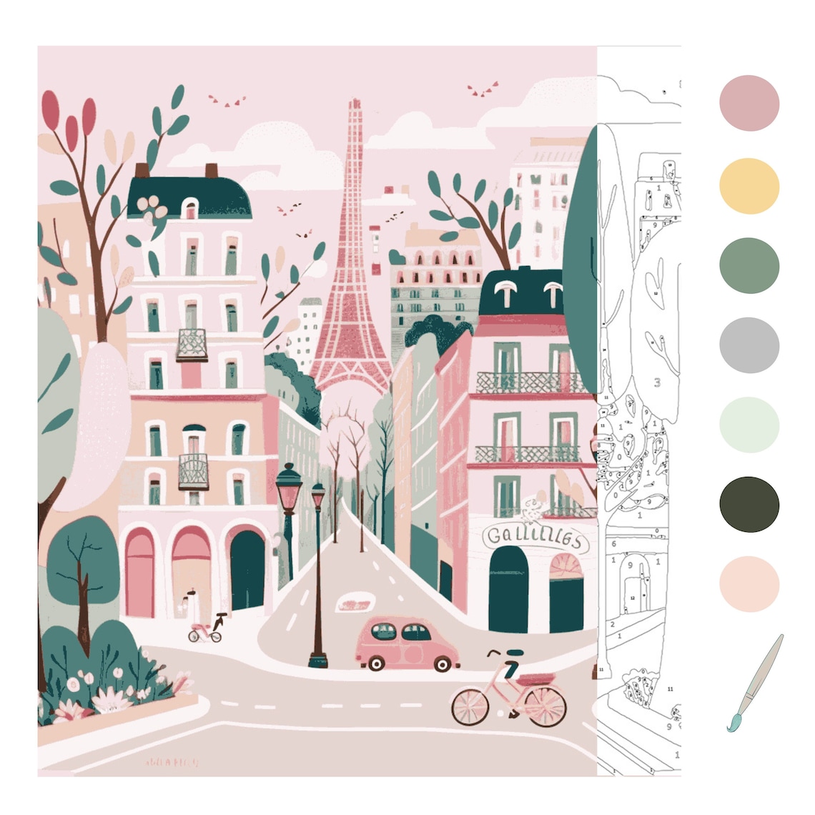 Paint by Number Printable, Color by Number DIY, Bohemia Paris Cityscape ...