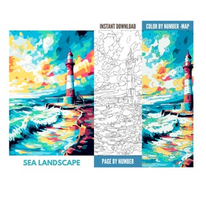 Color by Number for Adult, Paint by Number Printable, Sea Landscape ...